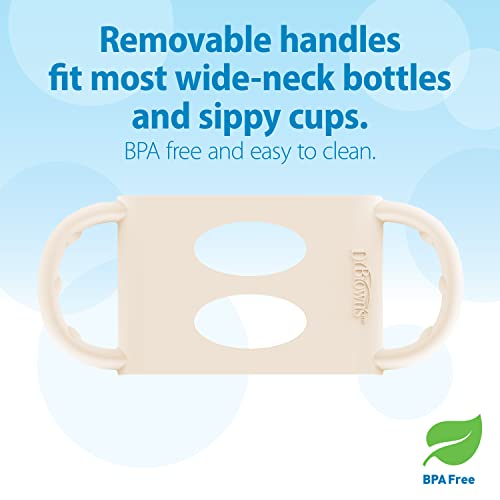 Dr. Brown’s® Milestones™ Wide-Neck Sippy Bottle with 100% Silicone Handles, Easy-Grip Bottle with Soft Sippy Spout, 9oz/270mL, BPA Free, Light-Pink & Ecru, 2 Pack, 6m+