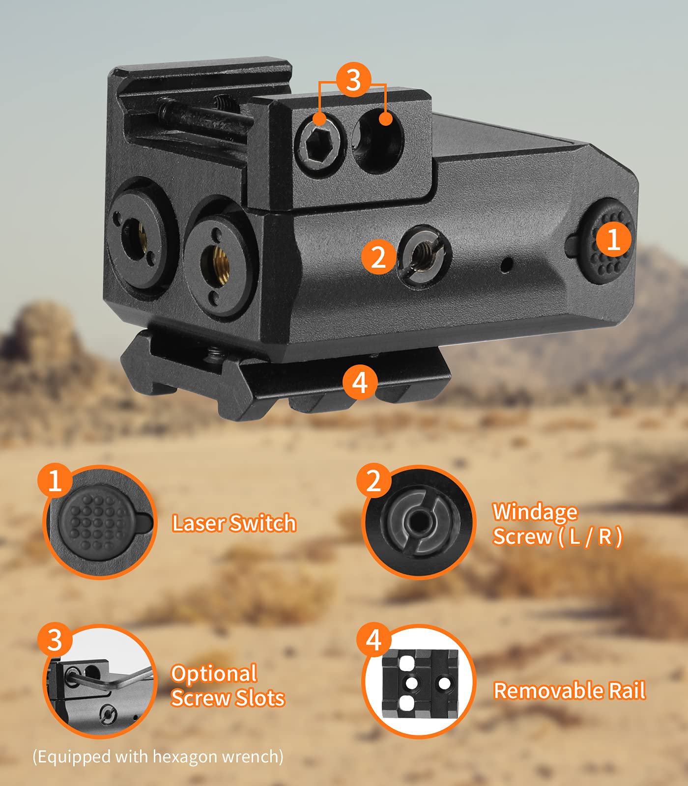 QR-Laser Dual Green Purple Laser Sights with Removable Rail Adapters, Duo-Laser Combo for Pistols with Picatinny Rail Mount, Rechargeable with USB Charging Cable
