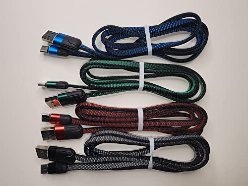 USB Type-C Cable 5A Fast Charging (3ft) Flat Nylon Braided USB-A to USB-C (White)