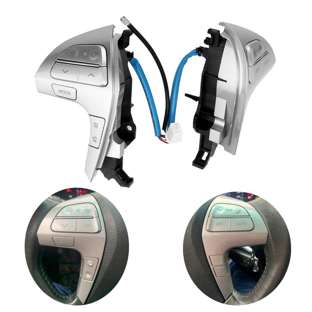 Gorgeri 1 Pair Steering Wheel Button, Multifunction Steering Wheel Control Switch Button Fits for XV40 2007-2011 XU40 2008-2013 (Silver)