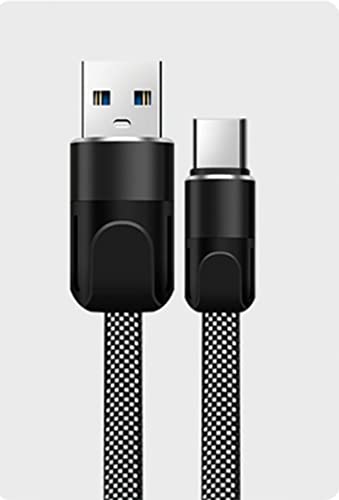 USB Type-C Cable 5A Fast Charging (3ft) Flat Nylon Braided USB-A to USB-C (White)