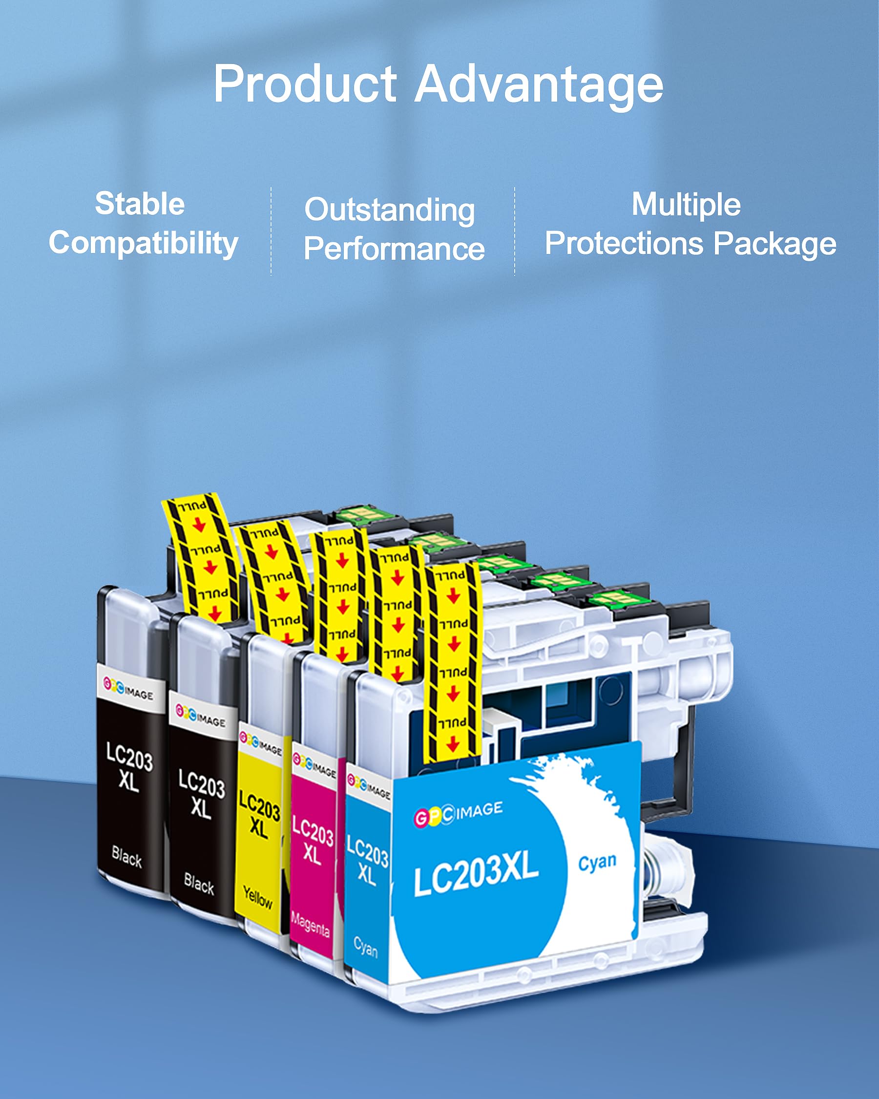 GPC Image Compatible Ink Cartridge Replacement for Brother LC203 LC203XL LC201 XL to use with MFC-J480DW MFC-J880DW MFC-J4420DW MFC-J680DW Printer Tray(4 Black, 2 Cyan, 2 Magenta, 2 Yellow, 10 Pack)