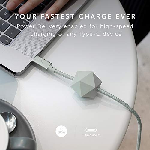 Native Union Type-C Desk Cable β USB-C to USB-C 8ft Ultra-Strong Non-Slip Charging Cable with Anchor Weight Compatible with iPhone 16, 15, MacBook Pro 13" M1/ M2, Air 13"/15", Surface Go 3 (Sage)