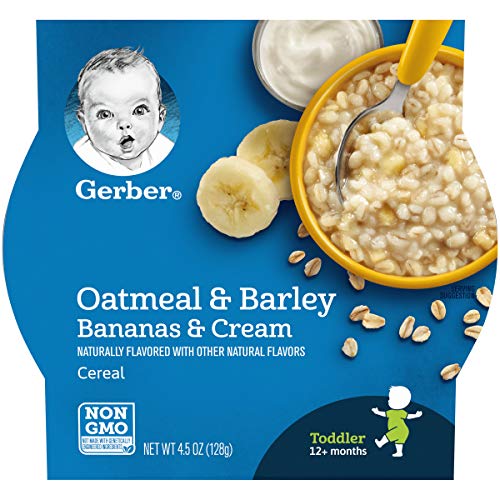 Gerber Breakfast Buddies Toddler Cereal, Oatmeal & Barley Bananas & Cream Cereal, Non-GMO Whole Grain Oats, Yogurt & Real Fruit, For Toddlers, 4.5 OZ (Pack of 4)