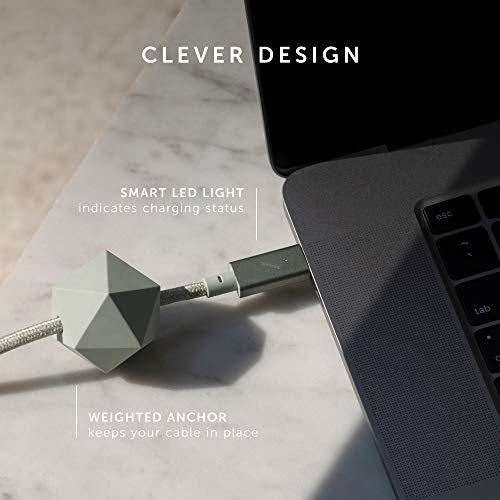 Native Union Type-C Desk Cable β USB-C to USB-C 8ft Ultra-Strong Non-Slip Charging Cable with Anchor Weight Compatible with iPhone 16, 15, MacBook Pro 13" M1/ M2, Air 13"/15", Surface Go 3 (Sage)