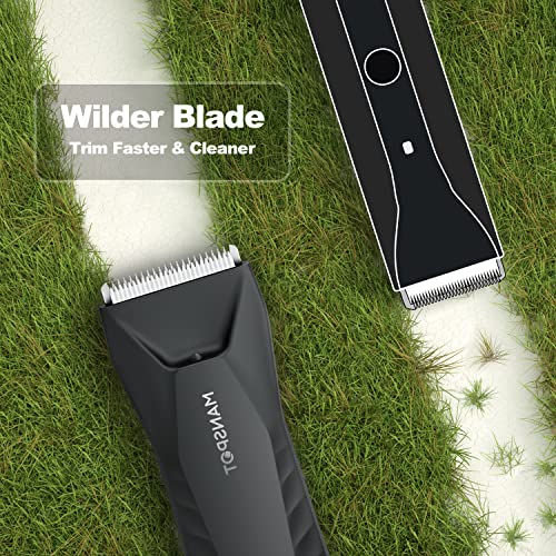 MANSPOT Electric Groin Hair Trimmer, Ball Trimmer/Shaver, Replaceable Ceramic Blade Heads, Waterproof for Wet/Dry Use, Standing Recharge Dock, 90 Minutes Shaving After Fully Charged( Metallic Black)