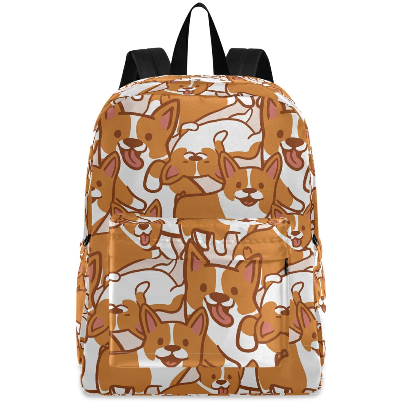 Fustylead Cute Corgi Dogs Funny Personalized Kids Backpack, Durable School Bag for Boys Girls