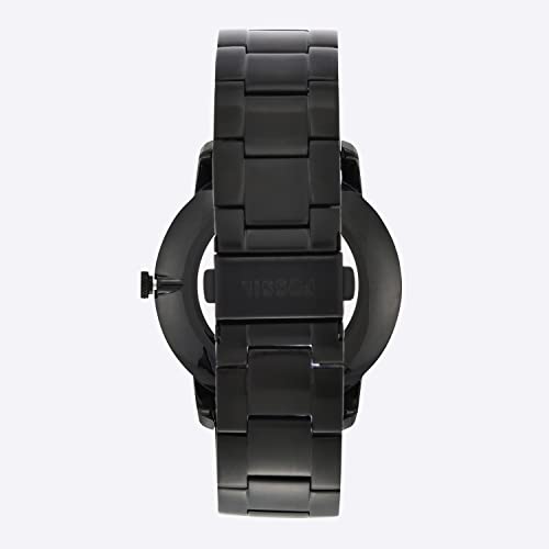 Fossil Men's Minimalist Quartz Stainless Steel Three-Hand Watch, Color: Black (Model: FS5308)