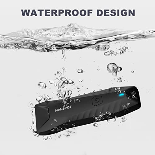 MANSPOT Electric Groin Hair Trimmer, Ball Trimmer/Shaver, Replaceable Ceramic Blade Heads, Waterproof for Wet/Dry Use, Standing Recharge Dock, 90 Minutes Shaving After Fully Charged( Metallic Black)