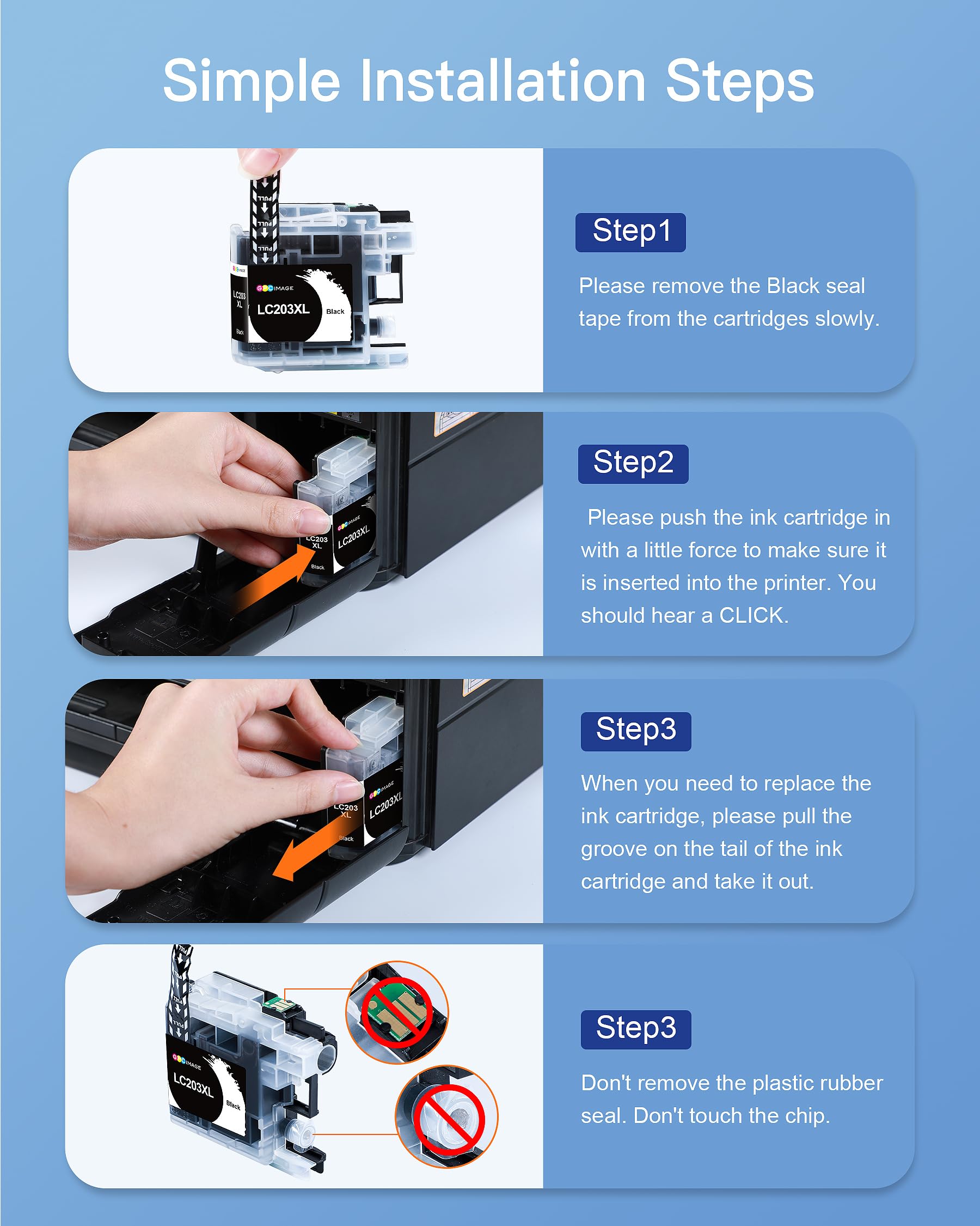 GPC Image Compatible Ink Cartridge Replacement for Brother LC203 LC203XL LC201 XL to use with MFC-J480DW MFC-J880DW MFC-J4420DW MFC-J680DW Printer Tray(4 Black, 2 Cyan, 2 Magenta, 2 Yellow, 10 Pack)