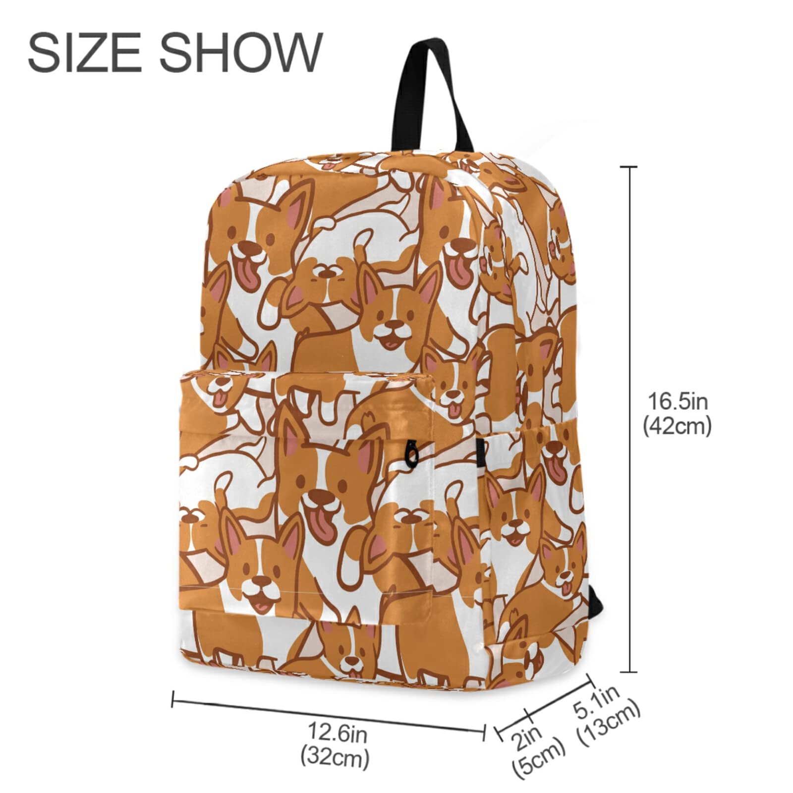 Fustylead Cute Corgi Dogs Funny Personalized Kids Backpack, Durable School Bag for Boys Girls
