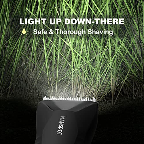 MANSPOT Electric Groin Hair Trimmer, Ball Trimmer/Shaver, Replaceable Ceramic Blade Heads, Waterproof for Wet/Dry Use, Standing Recharge Dock, 90 Minutes Shaving After Fully Charged( Metallic Black)
