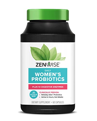 Zenwise Probiotics for Women – Probiotics + Digestive Enzymes for Vaginal Health, and Daily Gut Flora Health. Reliably Alive Probiotics for Digestive Health Wellness - 60 Count