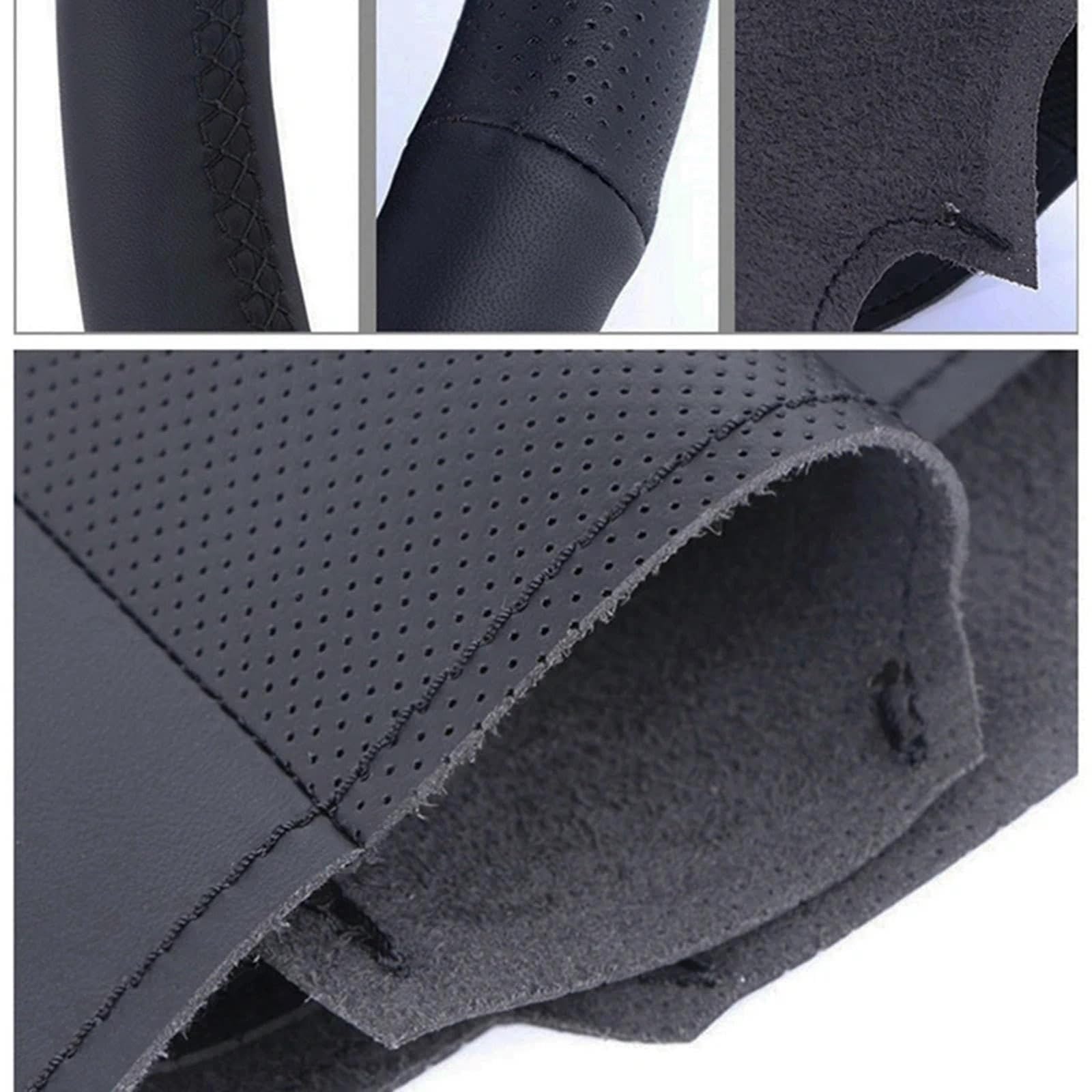 CarXs Black Suede Leather Car Steering Wheel Cover,Fit for Mercedes Benz A-Class W177 B-Class W247 C-Class W205 CLS-Class