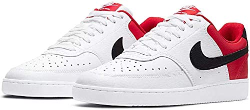 Nike Mens Court Vision Low Sneaker, 10.5 White/Red