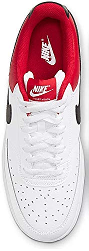 Nike Mens Court Vision Low Sneaker, 10.5 White/Red