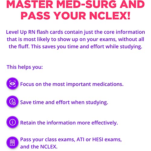 Med Surg Flash Cards - No Fluff - Only Essential NCLEX and ATI HESI Tested Info - for Nursing School Predictor Exams and Job Success (409 Medical Surgical Flash Cards)