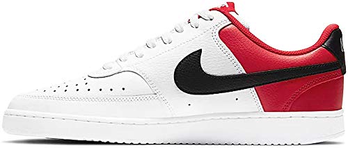 Nike Mens Court Vision Low Sneaker, 10.5 White/Red