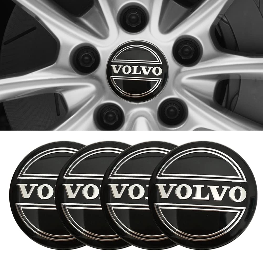 4pcs Wheel Center Caps Sticker for Volvo S90 S60 XC60 XC40 XC90 V40 V60 S60 S80, Silver Aluminium Wheel Center Hub Covers Sticker, 56mm/2.2''