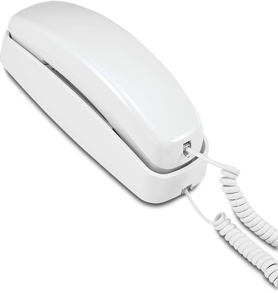 AT&T 210 Basic Trimline Corded Phone, No AC Power Required, Wall-Mountable, White