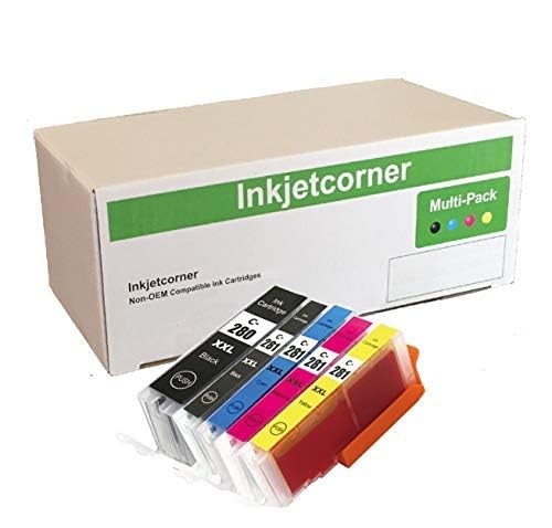 Inkjetcorner Compatible Ink Cartridge Replacement for PGI-280XXL CLI-281XXL PGI 280 XXL CLI 281 XXL for use with TR8620A TR8620 TR8622 TS702A TR8622A TS6320 TS6220 TR8520 TS9520 (5 Pack)