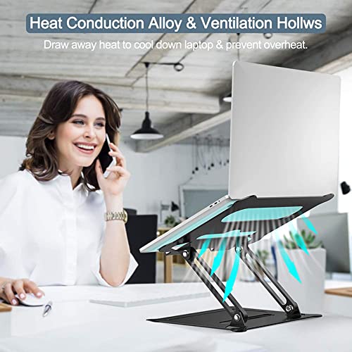 Targeal Adjustable Laptop Stand,Portable Desk Laptop Computer Stand Riser&Multi-Angle Stand with Heat-Vent to Elevate Laptop Holder for Mac,Notebook,Lenovo More10-17 Laptop (Silver)