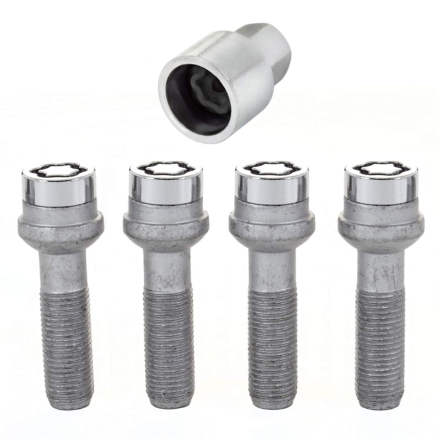 MCGARD 28017 Chrome Bolt Style Radius Seat Locks (M14 x 1.5 Thread Size) - Set of 4