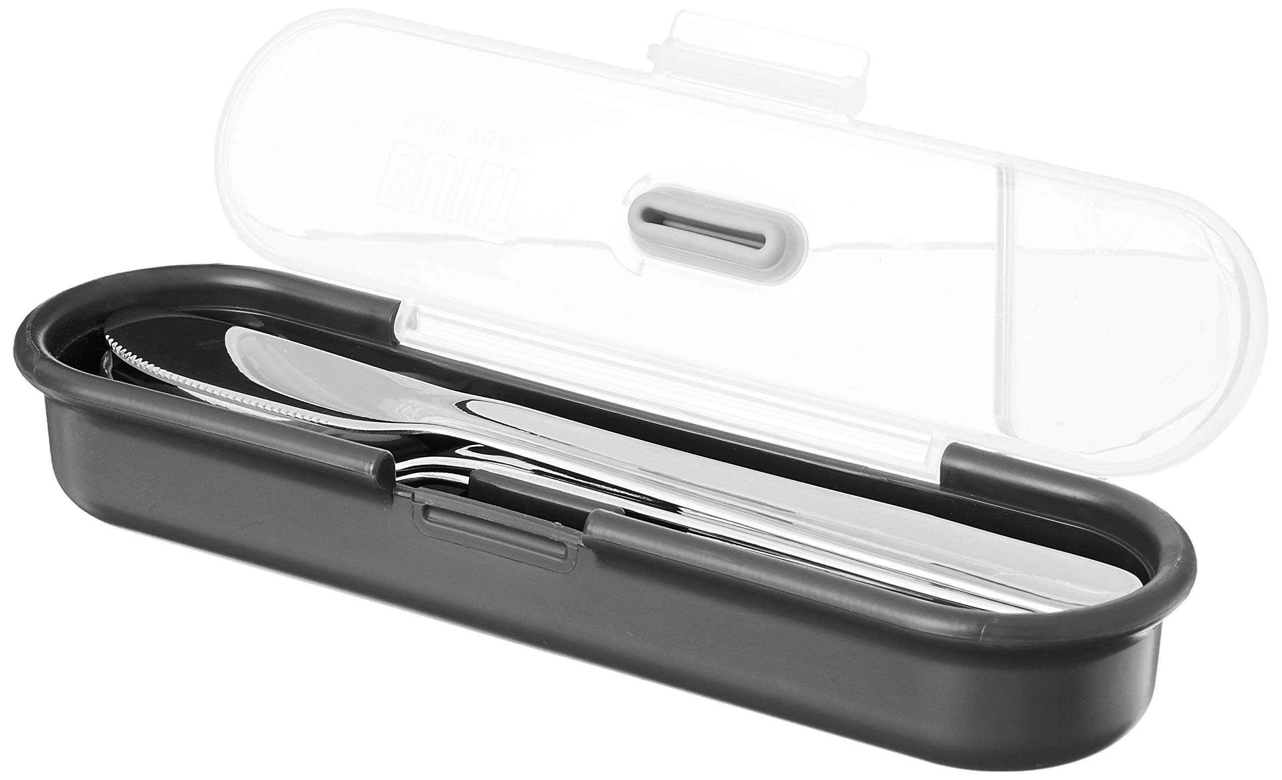 BUILT Gourmet Bento 4-Piece Stainless Steel Utensil Set With Nesting Case Black And Gray 5177854