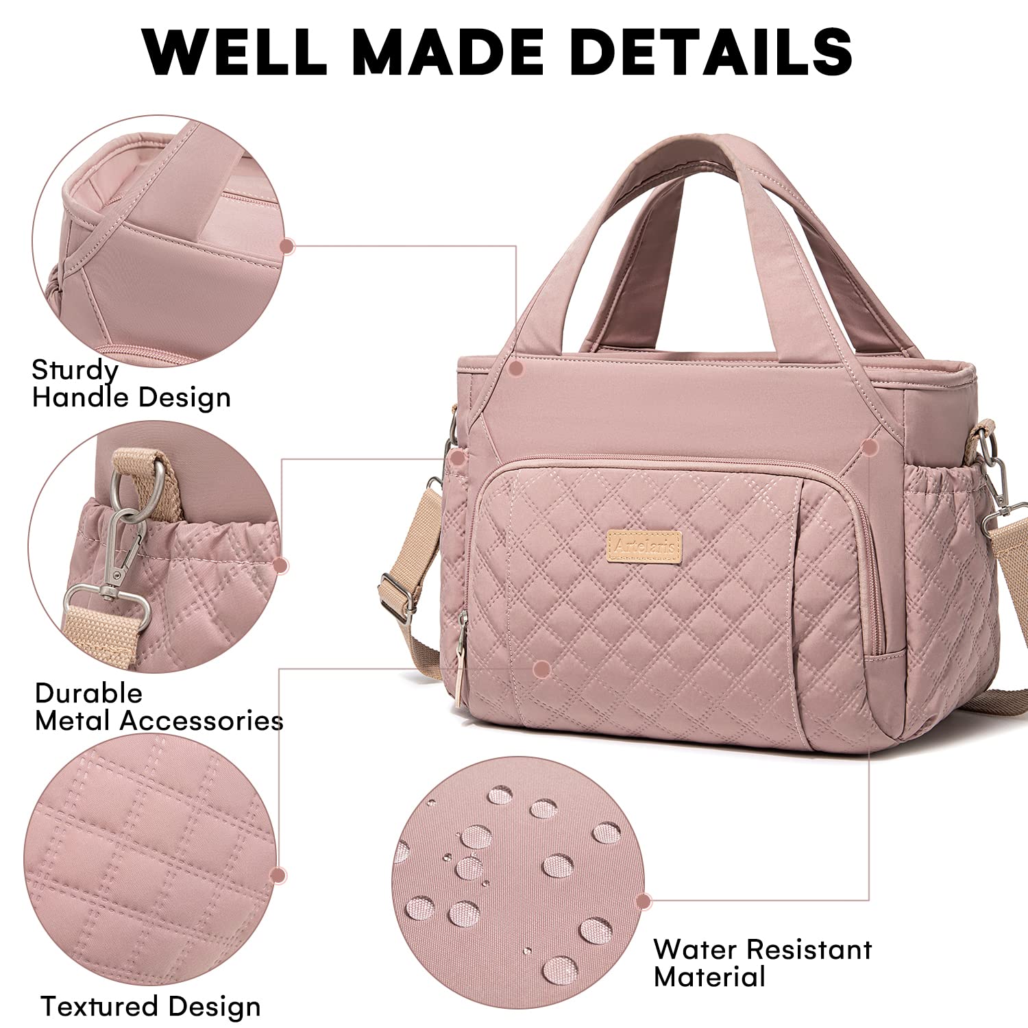 Artelaris Lunch Bag for Women, Insulated Lunch Box for Work, Large Leakproof Cooler with Side Pockets and Removable Shoulder Strap Women's Lunch Bag, Picnic School Beach Cute Lunch Bags