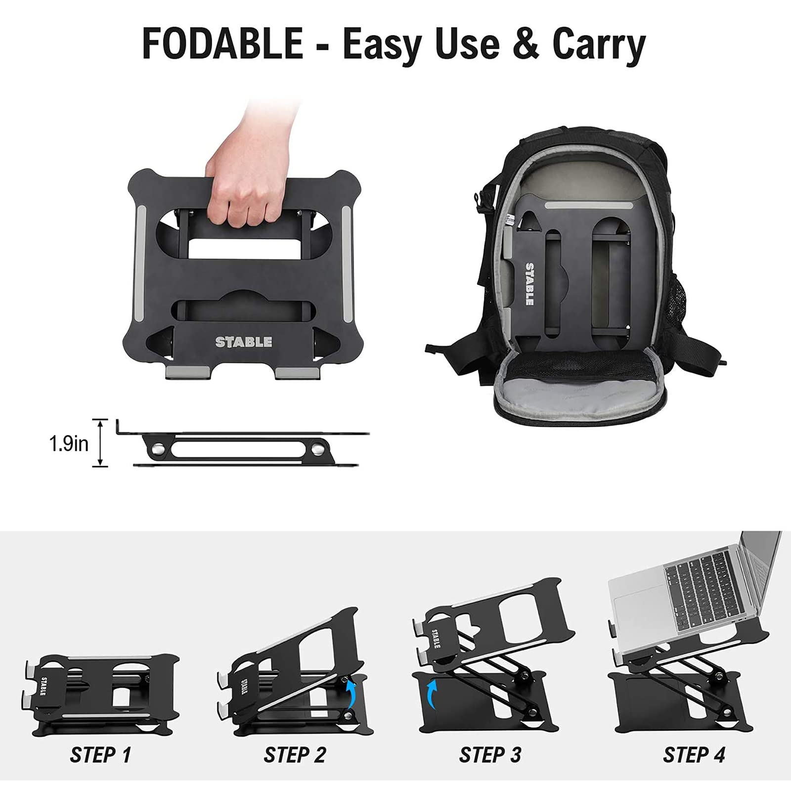 Targeal Adjustable Laptop Stand,Portable Desk Laptop Computer Stand Riser&Multi-Angle Stand with Heat-Vent to Elevate Laptop Holder for Mac,Notebook,Lenovo More10-17 Laptop (Silver)