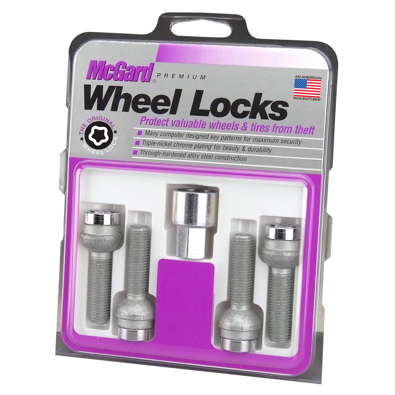 MCGARD 28017 Chrome Bolt Style Radius Seat Locks (M14 x 1.5 Thread Size) - Set of 4
