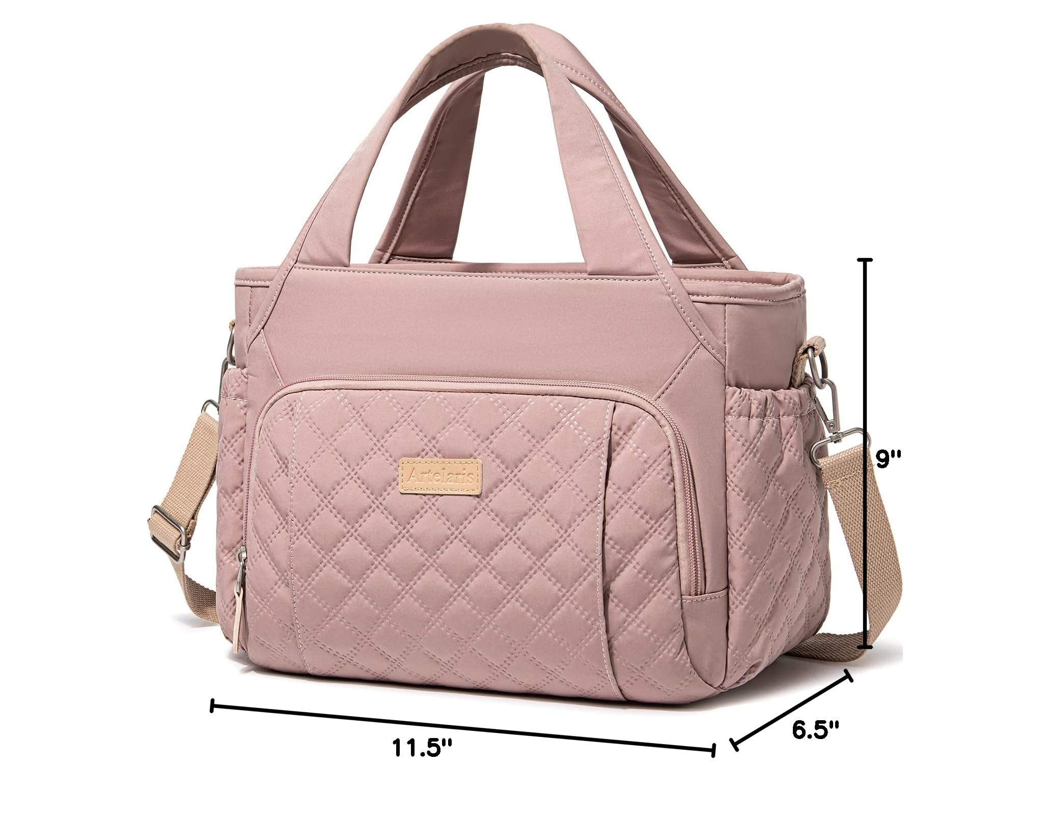Artelaris Lunch Bag for Women, Insulated Lunch Box for Work, Large Leakproof Cooler with Side Pockets and Removable Shoulder Strap Women's Lunch Bag, Picnic School Beach Cute Lunch Bags