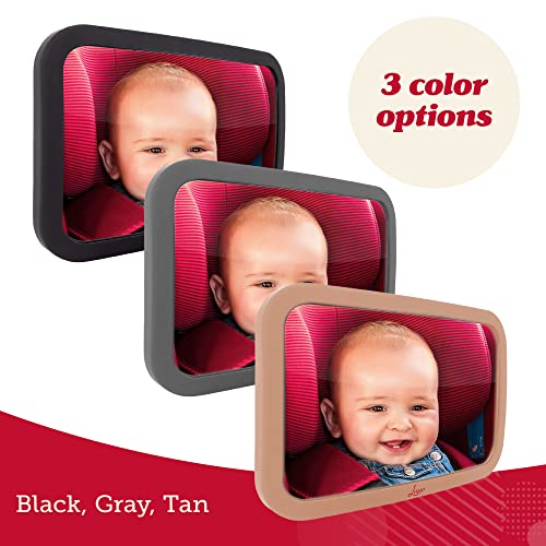 Lusso Gear Baby Backseat Mirror for Car. Largest and Most Stable Mirror with Premium Matte Finish, Crystal Clear View of Infant in Rear Facing Car Seat - Secure and Shatterproof (Tan)
