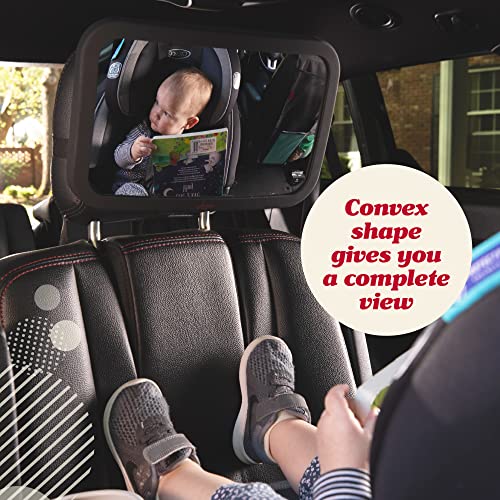 Lusso Gear Baby Backseat Mirror for Car. Largest and Most Stable Mirror with Premium Matte Finish, Crystal Clear View of Infant in Rear Facing Car Seat - Secure and Shatterproof (Tan)