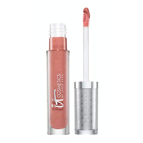 IT Cosmetics Vitality Lip Flush Butter Gloss, Naturally Pretty - Gloss + Anti-Aging Lip Serum - Hydrates, Repairs & Protects Lips - Collagen, Hyaluronic Acid, Shea Butter & Avocado Oil - 0.11 oz