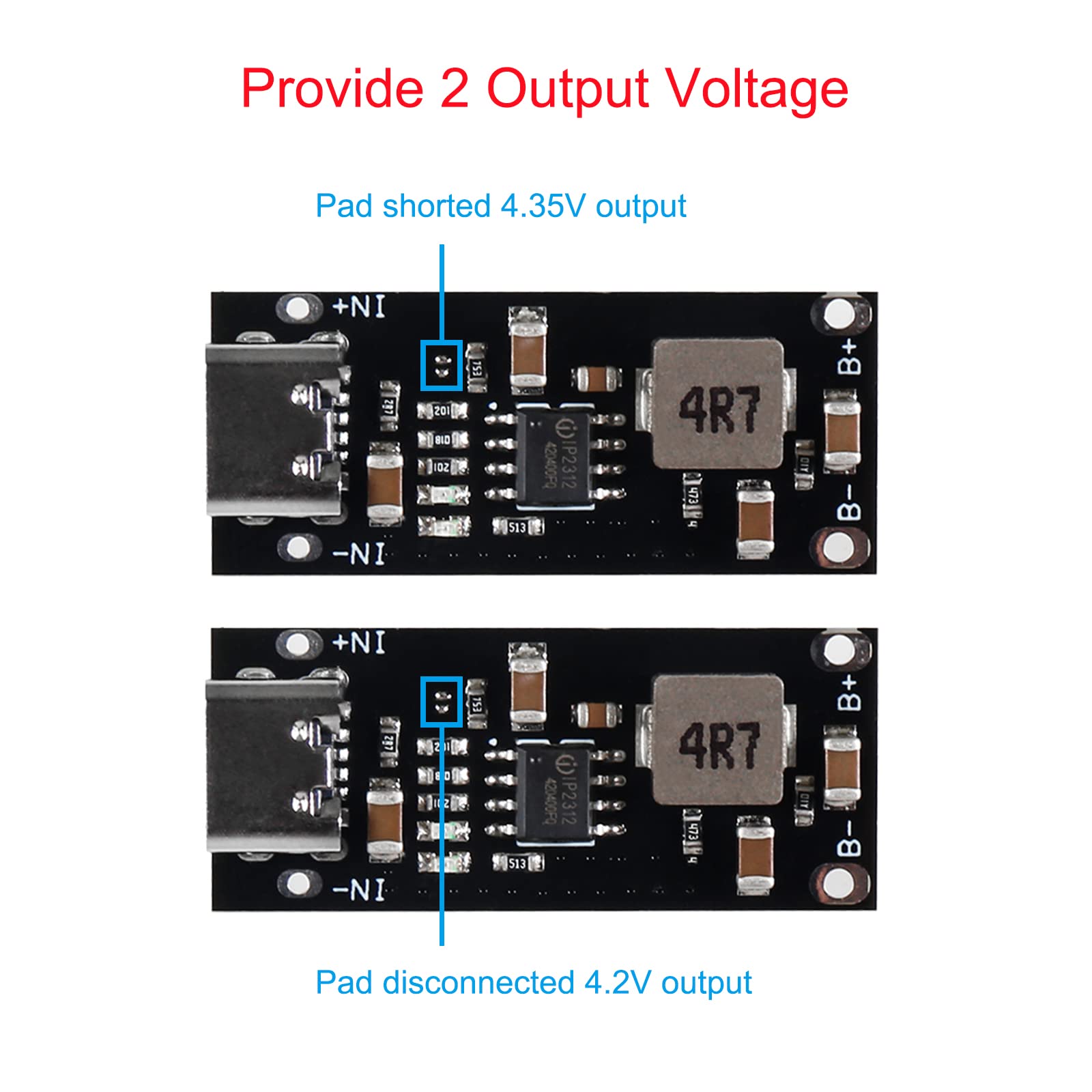 AITIAO 10pcs Type C USB 5V 3A Lithium Battery Charging Board Fast Charger Board Buck Module IP2312 CC/CV Mode 5V to 4.2V