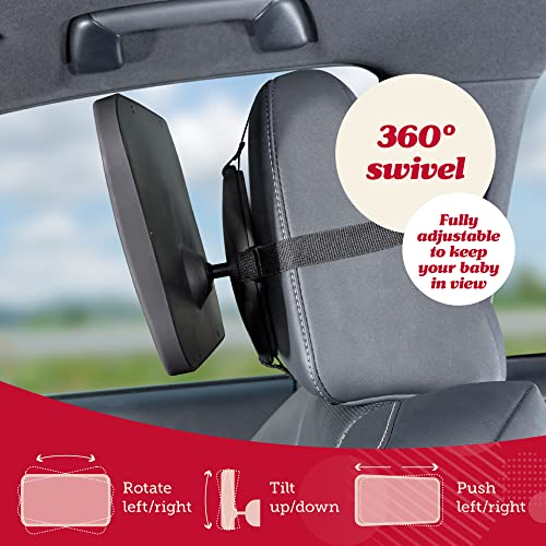 Lusso Gear Baby Backseat Mirror for Car. Largest and Most Stable Mirror with Premium Matte Finish, Crystal Clear View of Infant in Rear Facing Car Seat - Secure and Shatterproof (Tan)