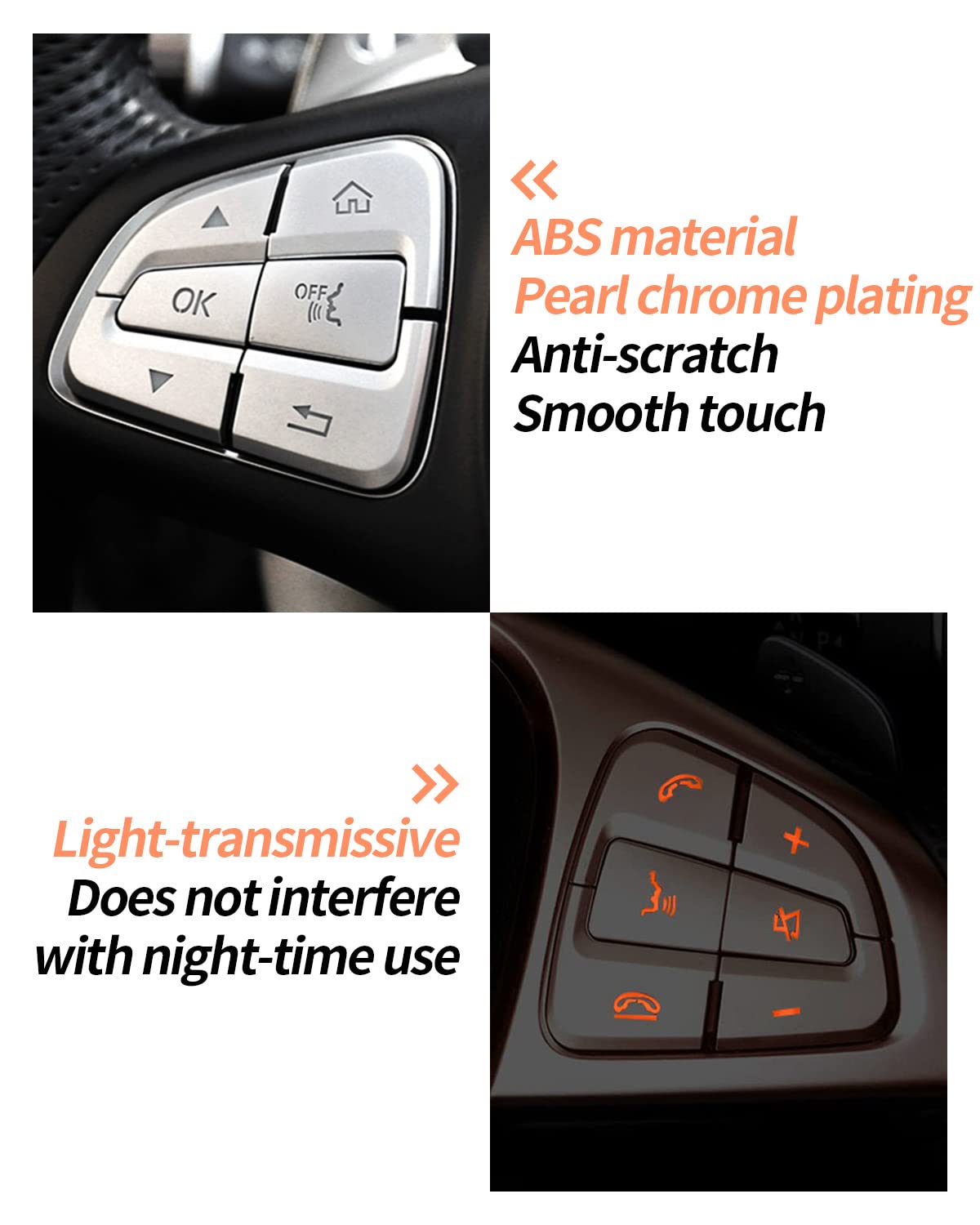 LIMBQS Steering Wheel Button Stickers for Mercedes Benz C200 E260L GLC300, Steering Wheel Buttons Light-transmitting Decorative Stickers for Mercedes Benz GLA CLA GLK Class