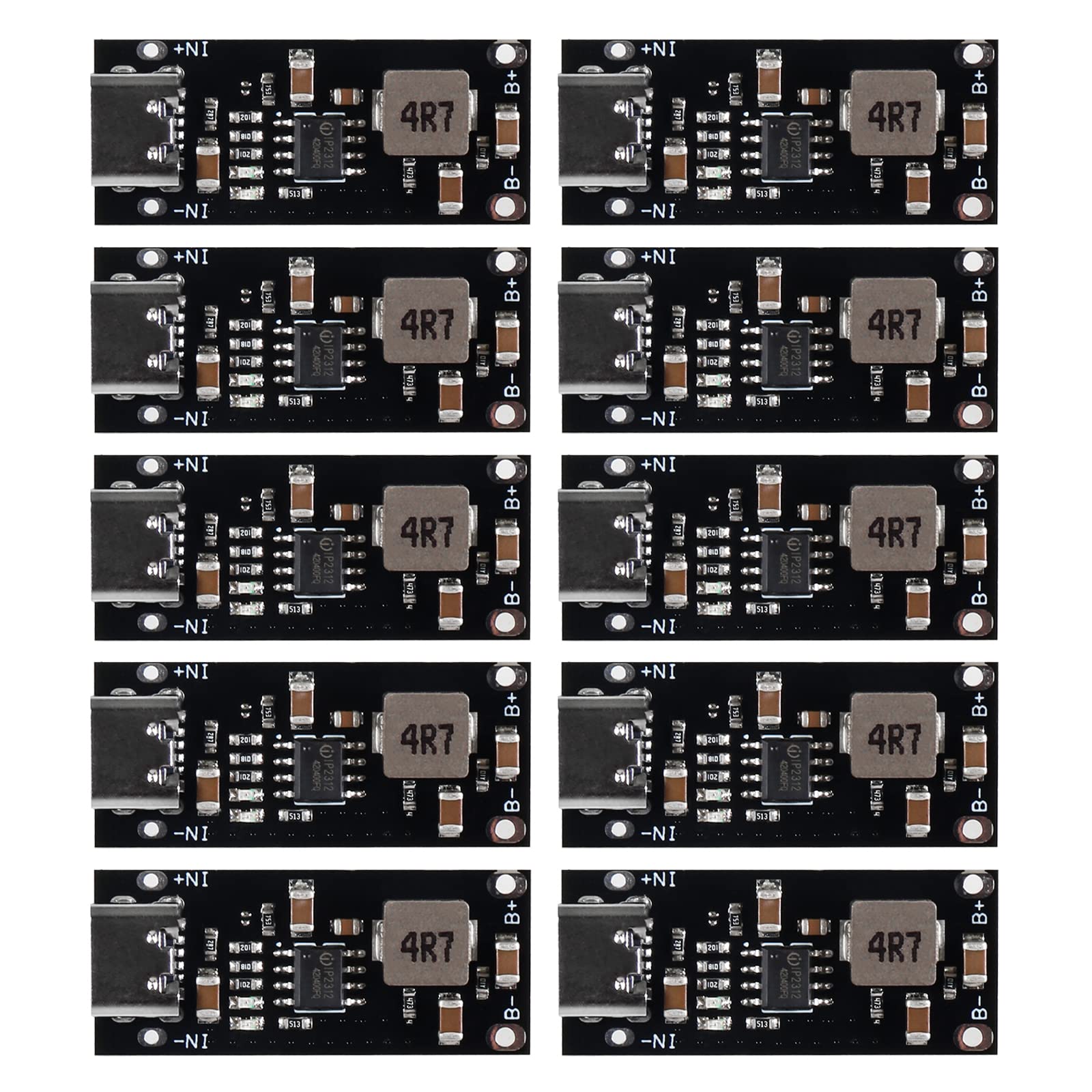 AITIAO 10pcs Type C USB 5V 3A Lithium Battery Charging Board Fast Charger Board Buck Module IP2312 CC/CV Mode 5V to 4.2V
