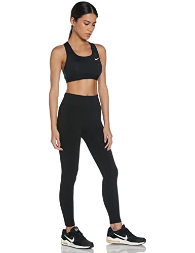 Nike Women's Medium Support Non Padded Sports Bra with Band, Black/Black/(White), Medium