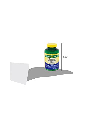 Spring Valley | Calcium, Magnesium & Zinc Plus Vitamin D3 | 250 Coated Caplets | Healthy Bones, Teeth, Nerve, Muscle, Heart & Immune Function + STS Home Fridge Magnet.