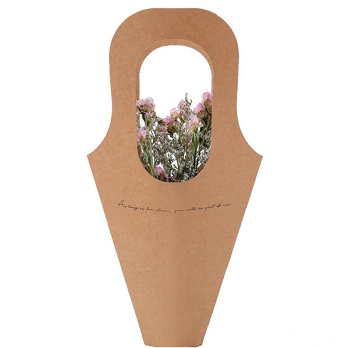 Pinicecore 5pcs Handle Kraft Paper Flower Bags Flowers Wrapping Gift Flower Packaging Home Decoration