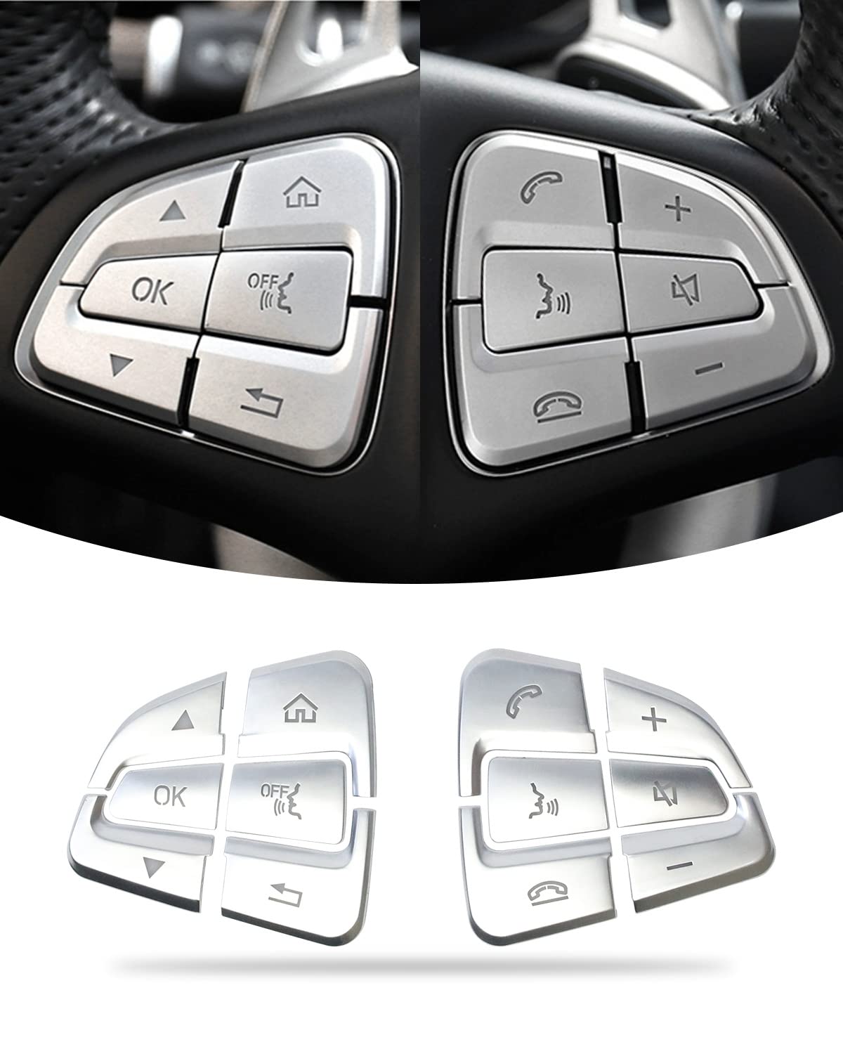 LIMBQS Steering Wheel Button Stickers for Mercedes Benz C200 E260L GLC300, Steering Wheel Buttons Light-transmitting Decorative Stickers for Mercedes Benz GLA CLA GLK Class