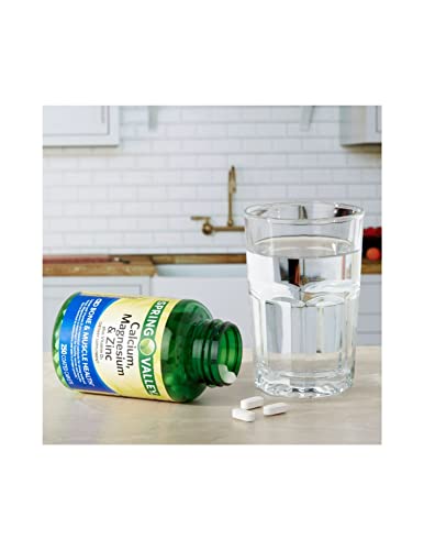 Spring Valley | Calcium, Magnesium & Zinc Plus Vitamin D3 | 250 Coated Caplets | Healthy Bones, Teeth, Nerve, Muscle, Heart & Immune Function + STS Home Fridge Magnet.