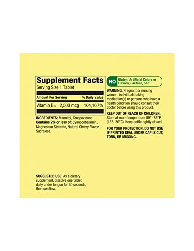 Spring Valley - Vitamin B12 Quick-Dissolve Tablets, 2,500 mcg, Cherry Flavor, 120 Count + STS Fridge Magnet.