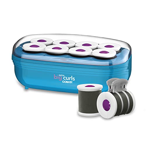 INFINITIPRO By Conair Instant Heat Tourmaline Ceramic Flocked Hot Rollers, 2-inch Hot Roller Setter for Mega Volume and Smooth Waves