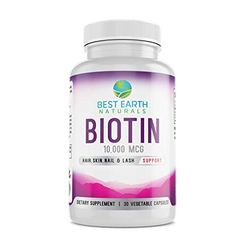 Best Earth Naturals Biotin 10,000mcg - Extra Strength Biotin Vitamin Supplement to Support Hair Growth, Strong Nails, Longer Eye Lashes and Healthy Skin