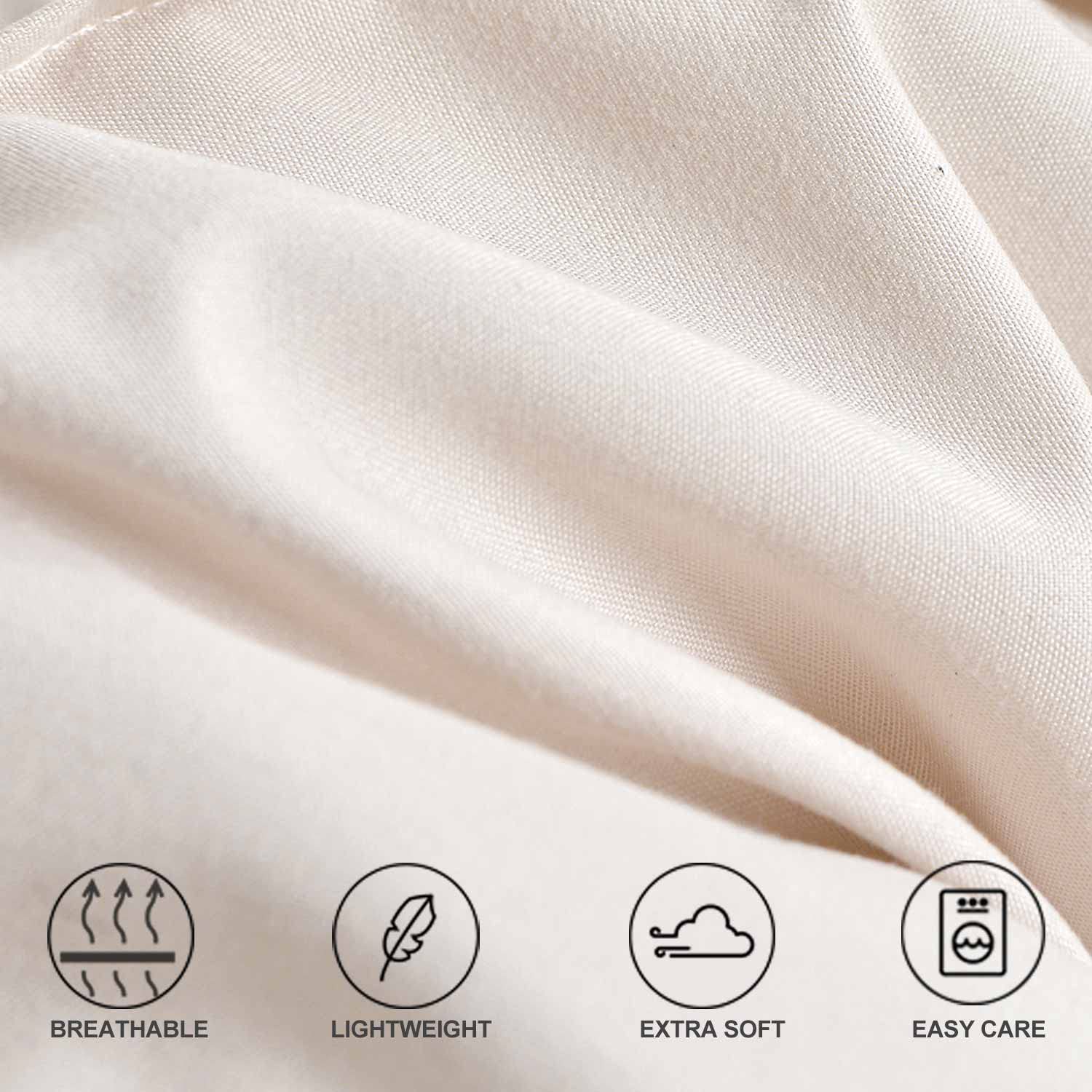 Faincy Beige King Size Comforter Set, Boho Pleated Striped Reversible Down Alternative Bed Sets - 104 x 90 3PC Soft Microfiber Duvet Farmhouse Bedding in a Bag for Women Men, Cream
