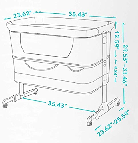 nordmiex 3in1 Bedside Crib for Baby Girl or Boy, Bedside Sleeper Crib for Baby Portable and Adjustable Crib with Mosquito net for Newborn Baby,Deep Khaki