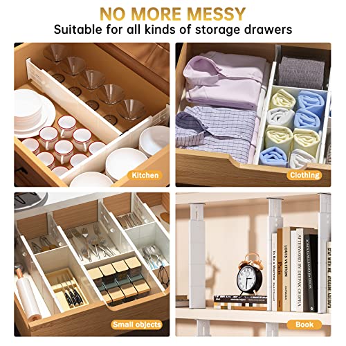 ARSTPEOE Drawer Dividers with 8 Inserts,16.9-23", Drawer Dividers for Clothes, Expandable Kitchen Drawer Organizer,Adjustable Drawer Separators for Bedroom Bathroom Dresser (4 Pack)